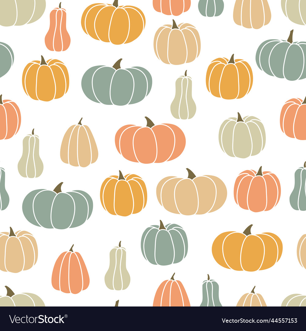 Seamless pattern with different pumpkins Vector Image