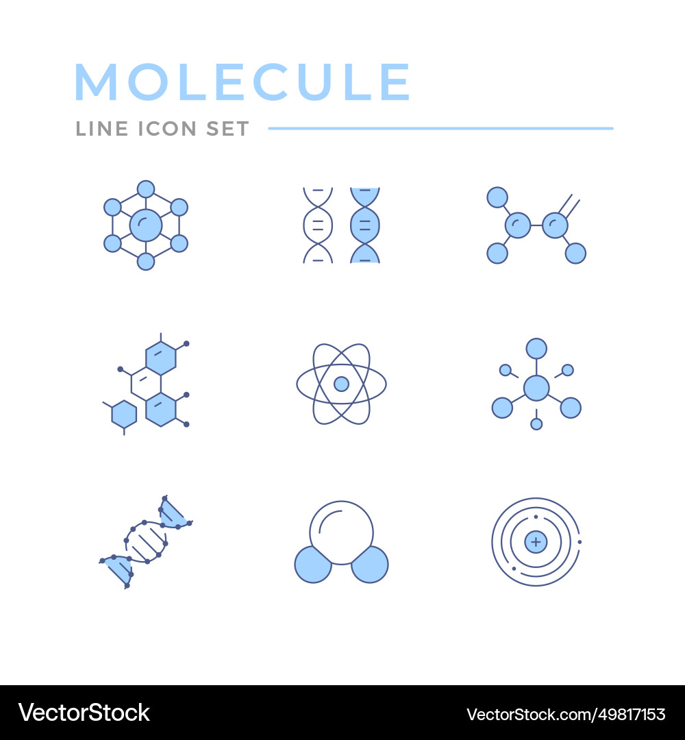 Set color line icons of molecule Royalty Free Vector Image