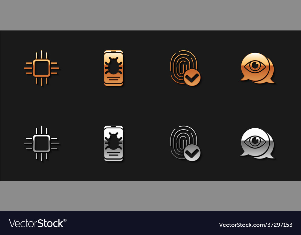 Set Processor With Microcircuits Cpu System Bug Vector Image 3015