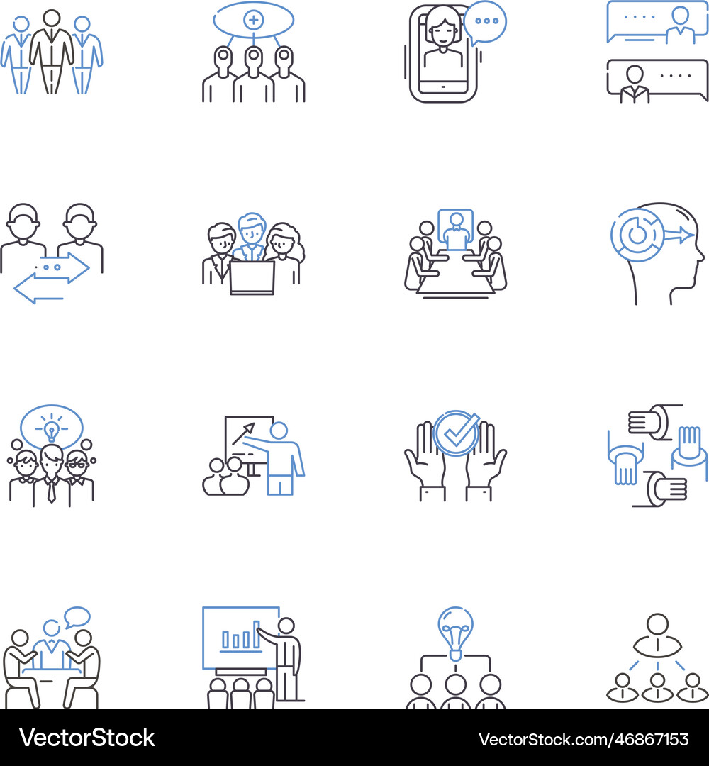 Talent development line icons collection skills Vector Image