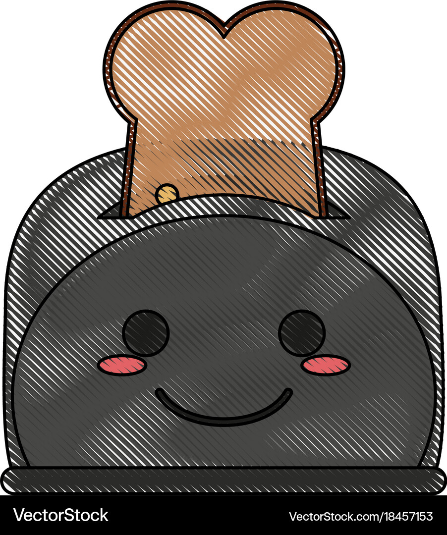 Toaster with bread kawaii cartoon Royalty Free Vector Image