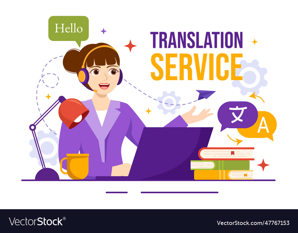Translator service with language translation Vector Image