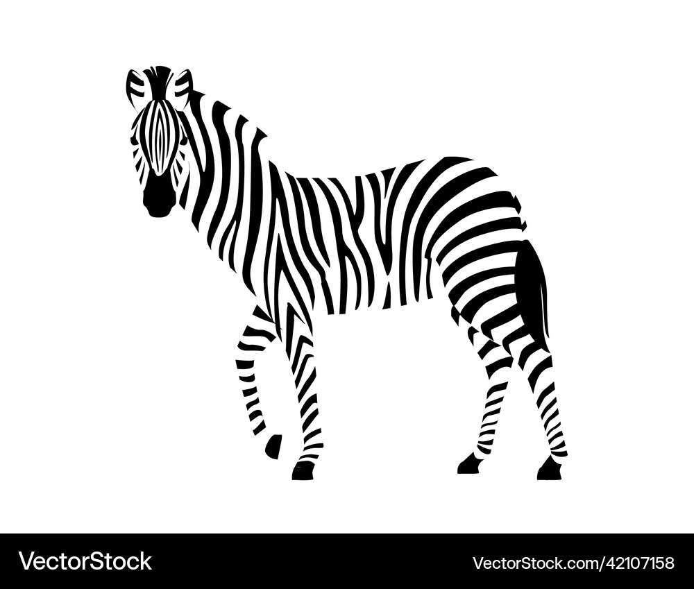 African zebra side view outline striped Royalty Free Vector