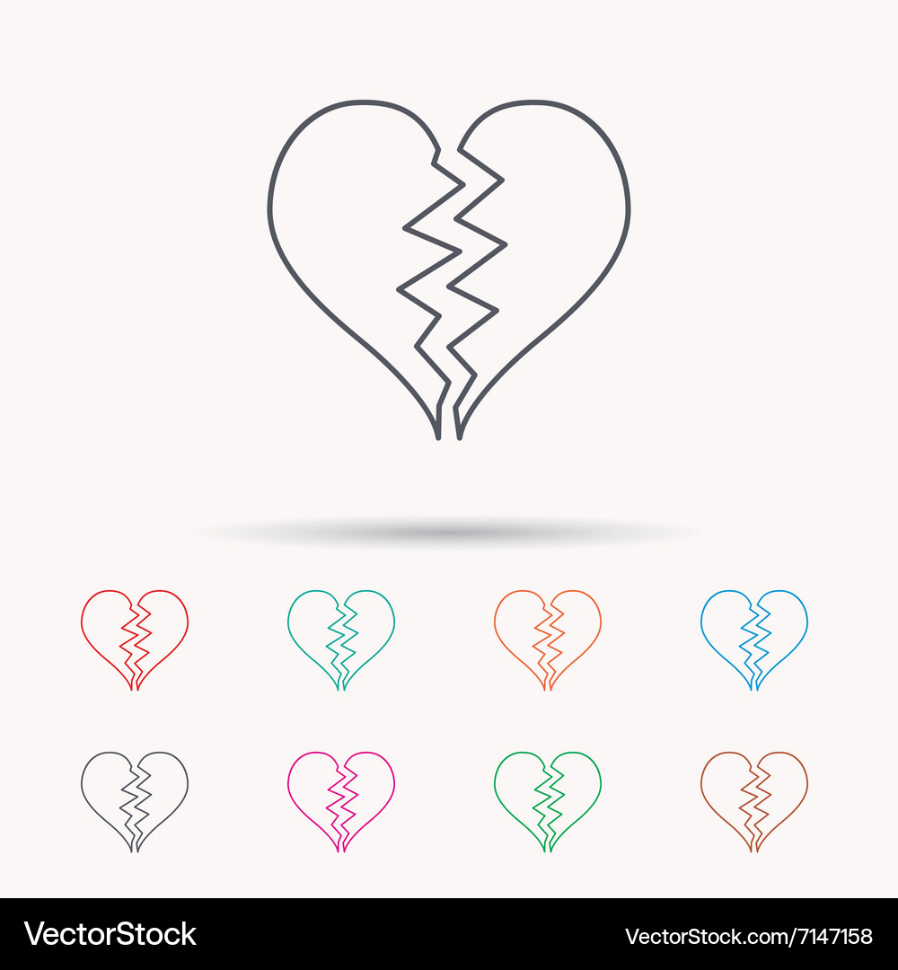 Broken heart icon divorce sign Royalty Free Vector Image