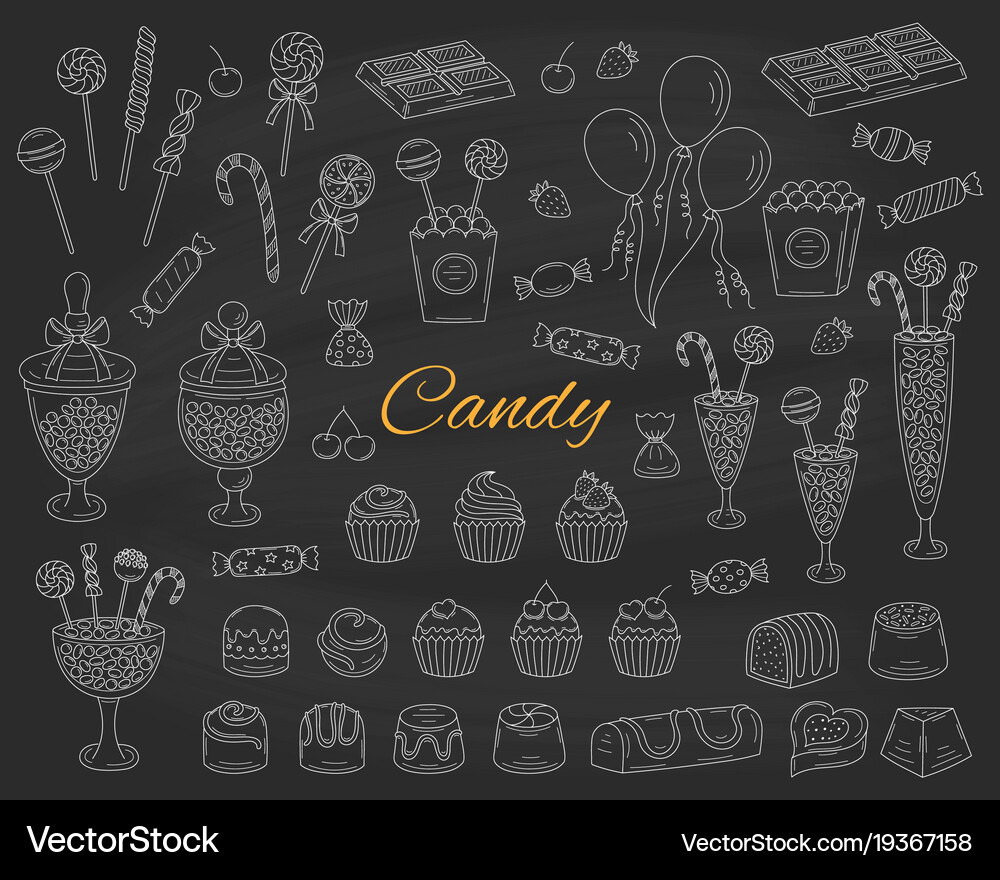 Candy set hand drawn doodle Royalty Free Vector Image