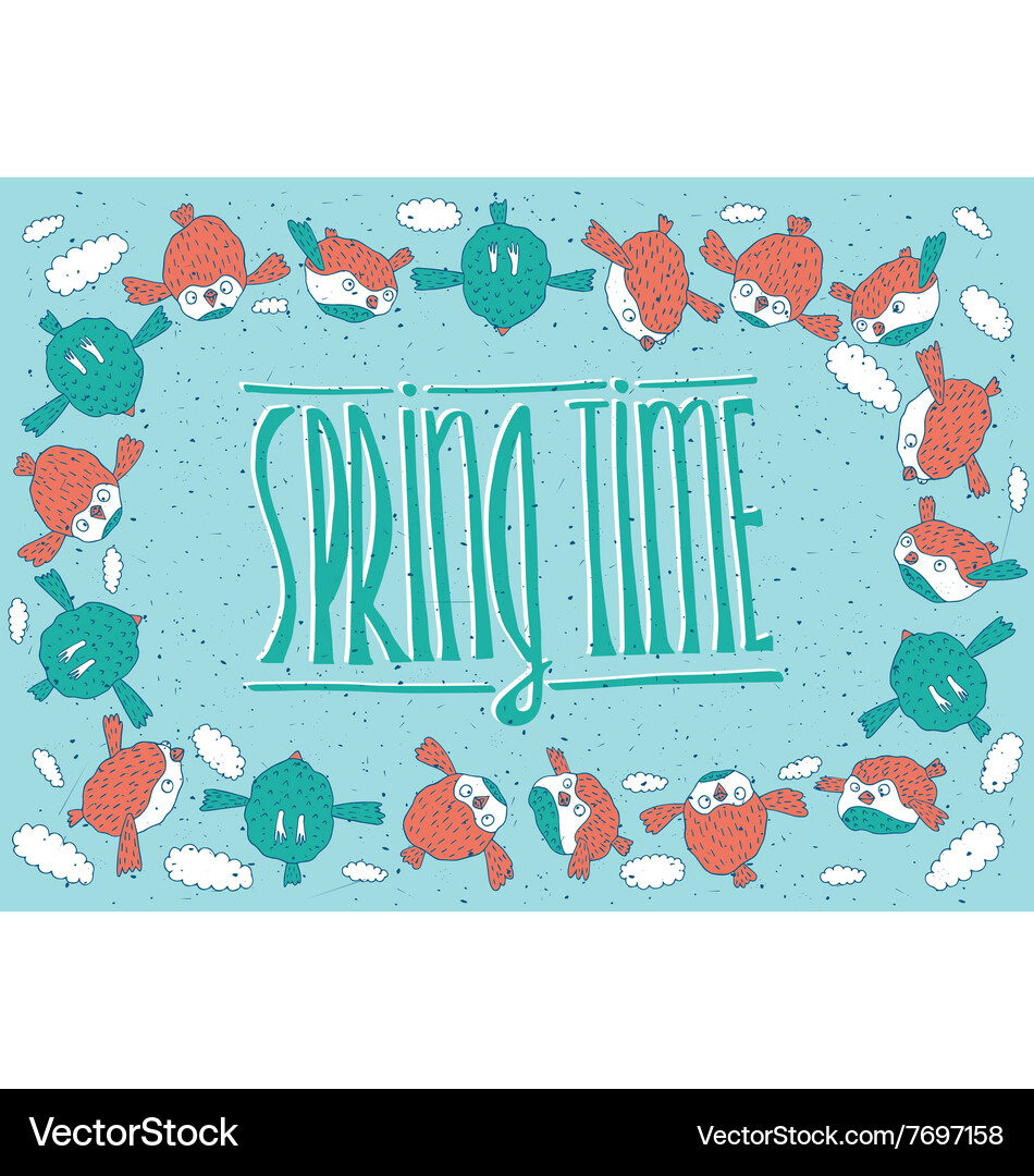 Flock of birds with spring time Royalty Free Vector Image