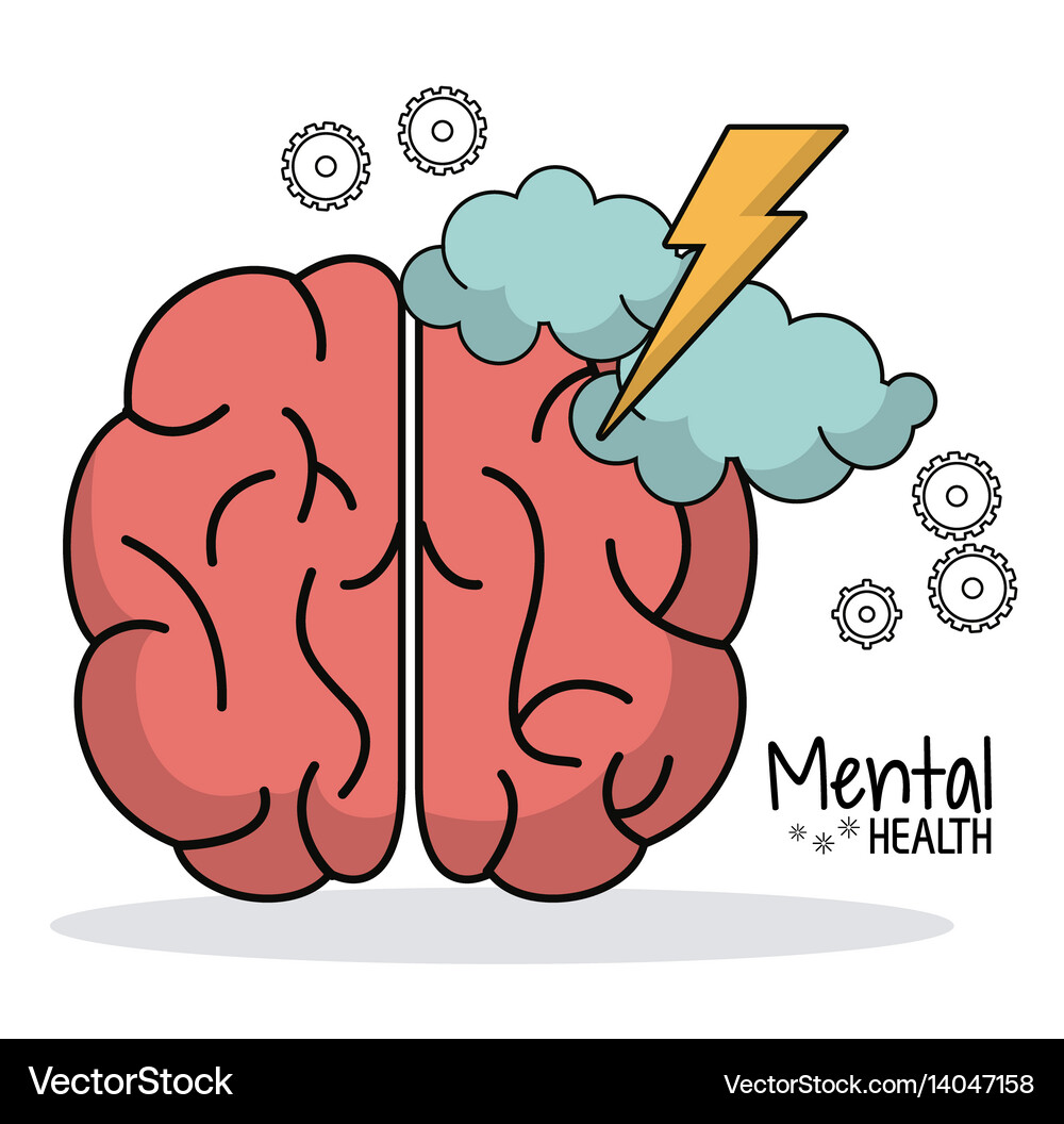 Mental health brainstorm work gear Royalty Free Vector Image