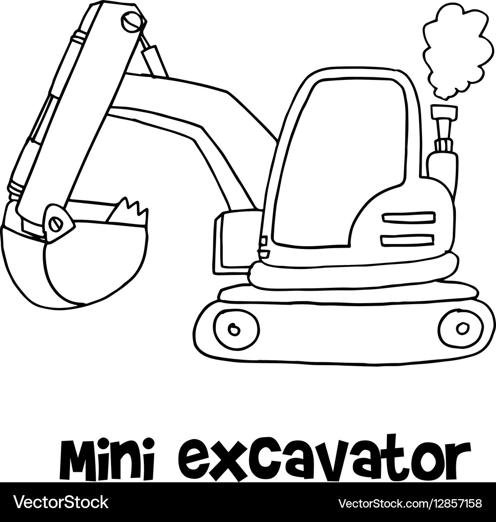 Mini excavator of art Royalty Free Vector Image