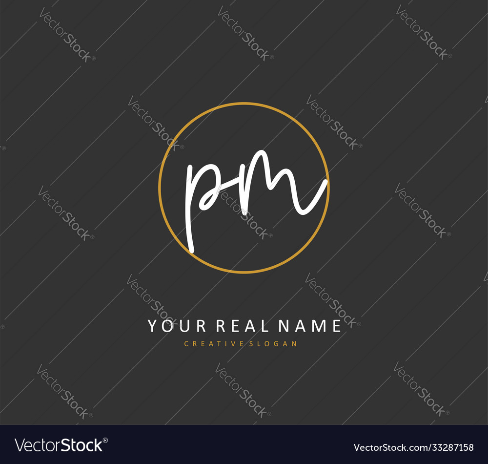 P m pm initial letter handwriting and signature Vector Image