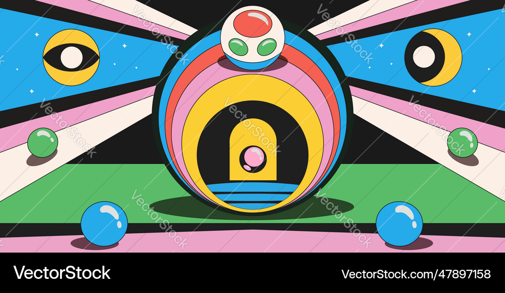 Psychedelic retro art inspirational retro poster Vector Image