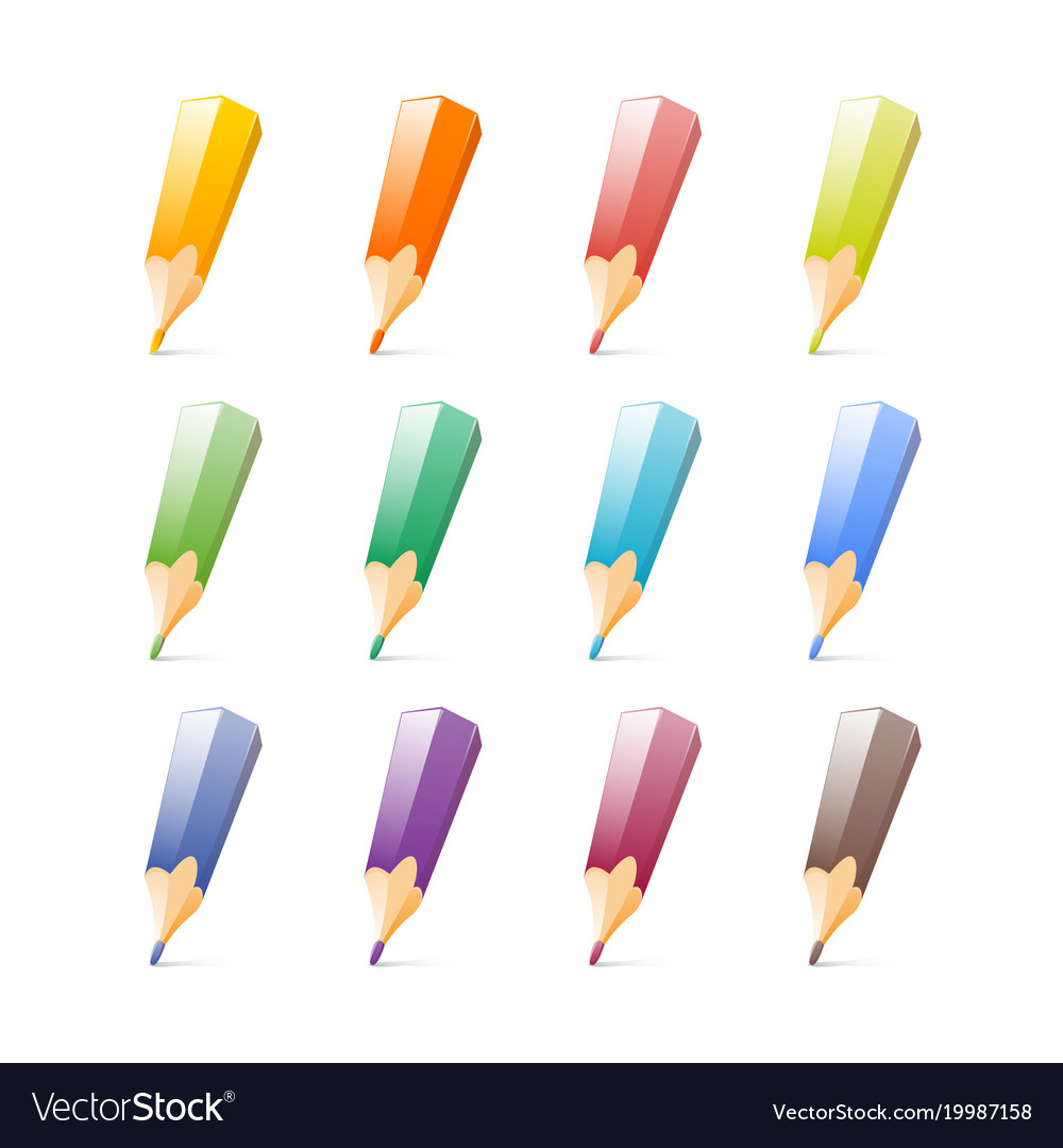 Set of bright color pencils Royalty Free Vector Image