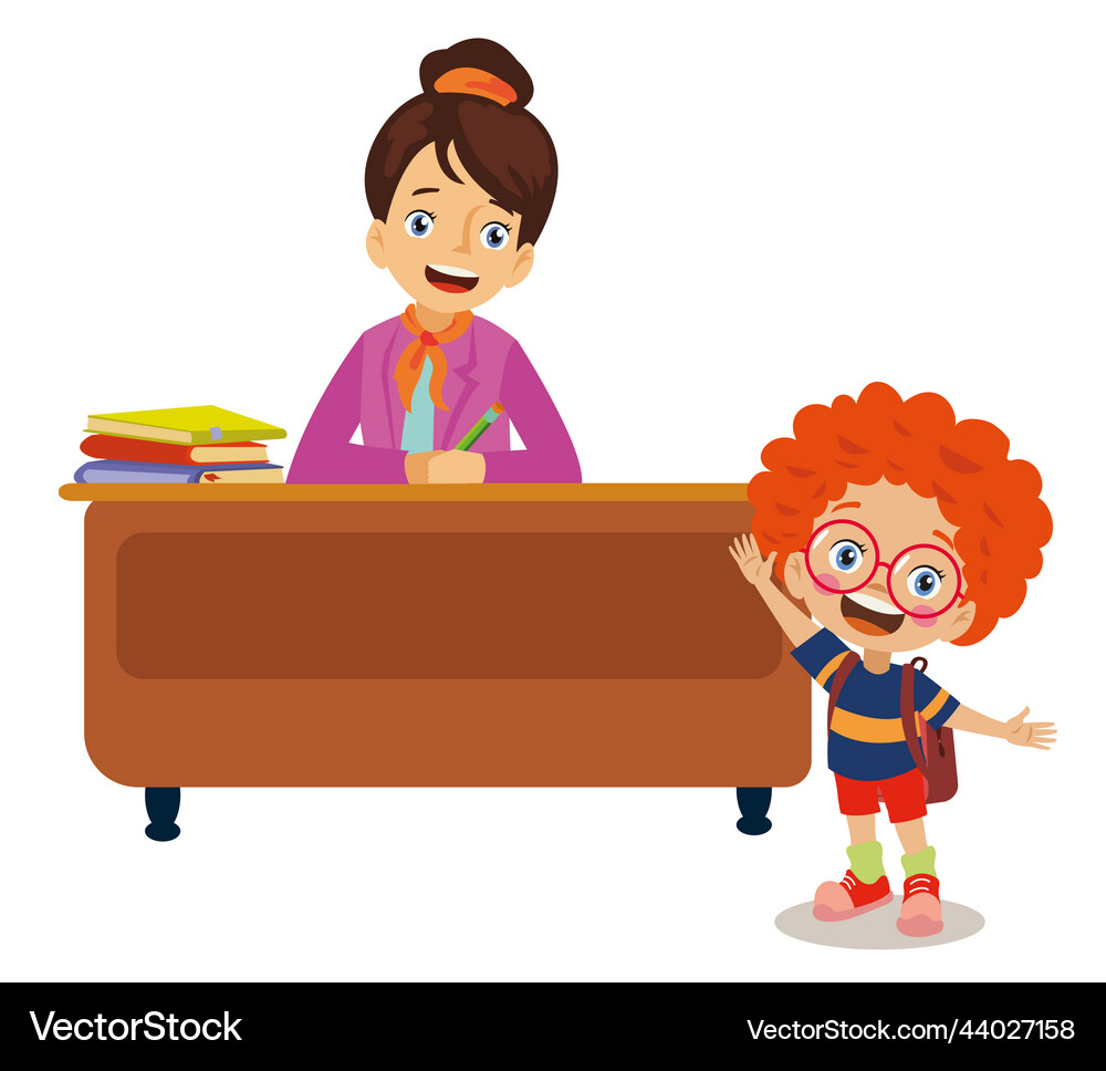 Teacher and student in the classroom Royalty Free Vector