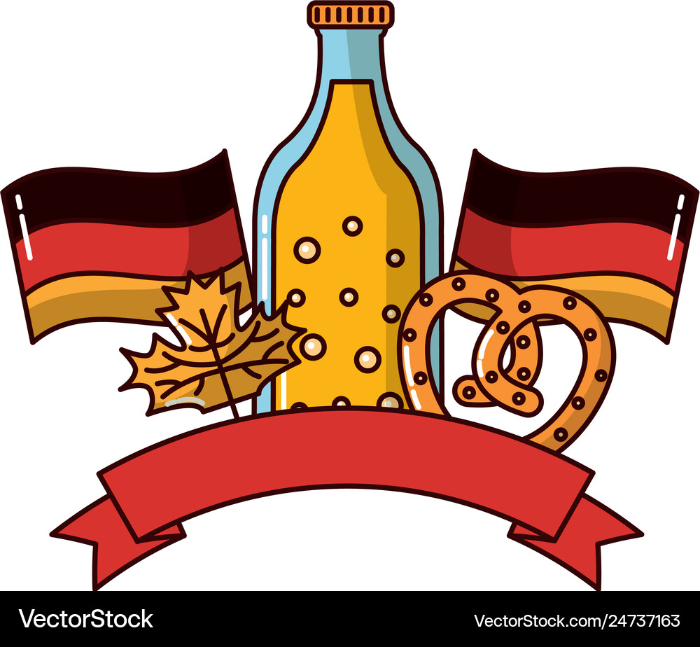Beer bottle with flags germany and ribbon Vector Image
