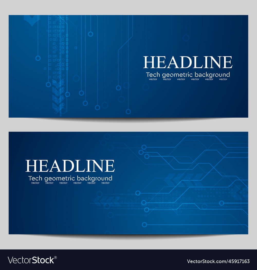 Blue tech banners with circuit board design Vector Image