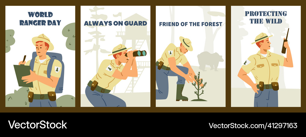 Cartoon character forest ranger in uniform Vector Image