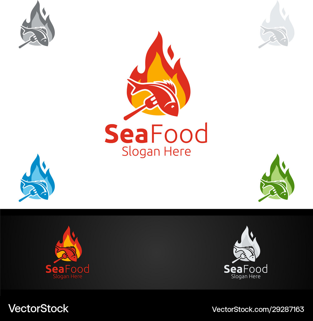 Fish seafood logo for restaurant or cafe Vector Image