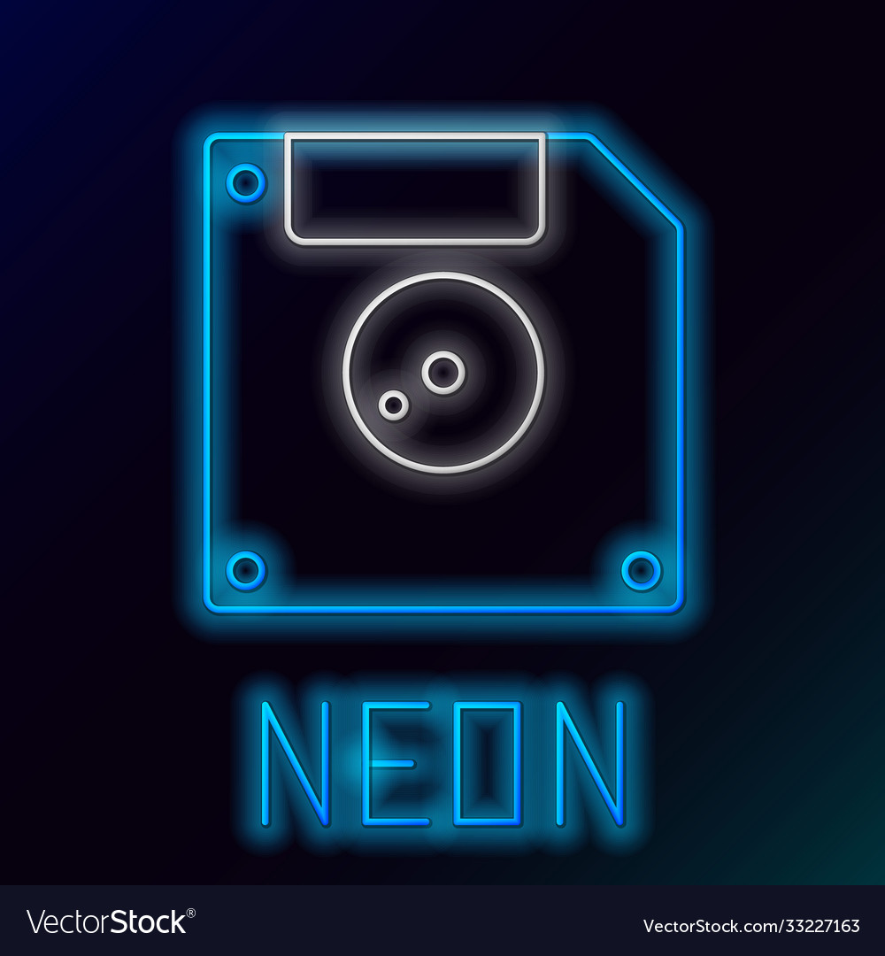 Glowing neon line floppy disk for computer data Vector Image Glowing neon line floppy disk for computer data Vector Image