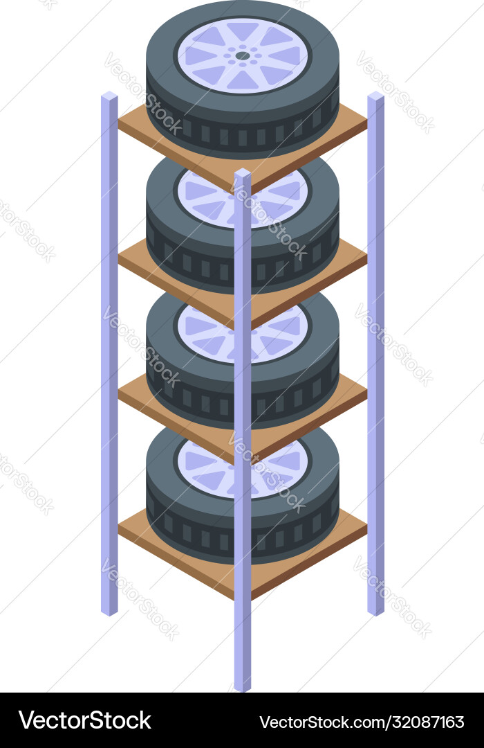 Home tires rack icon isometric style Royalty Free Vector