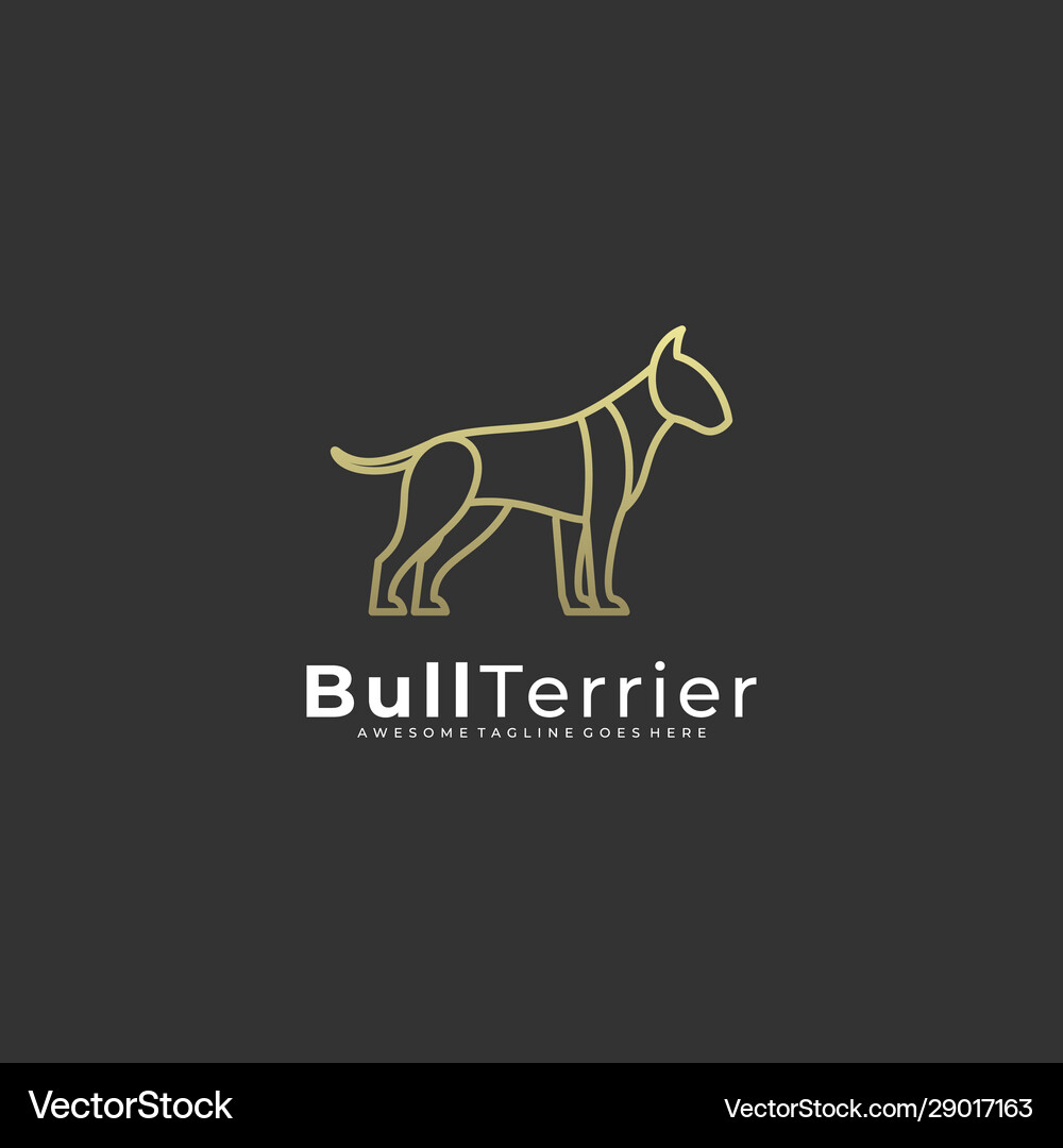 Logo bull terrier pose line art style Royalty Free Vector