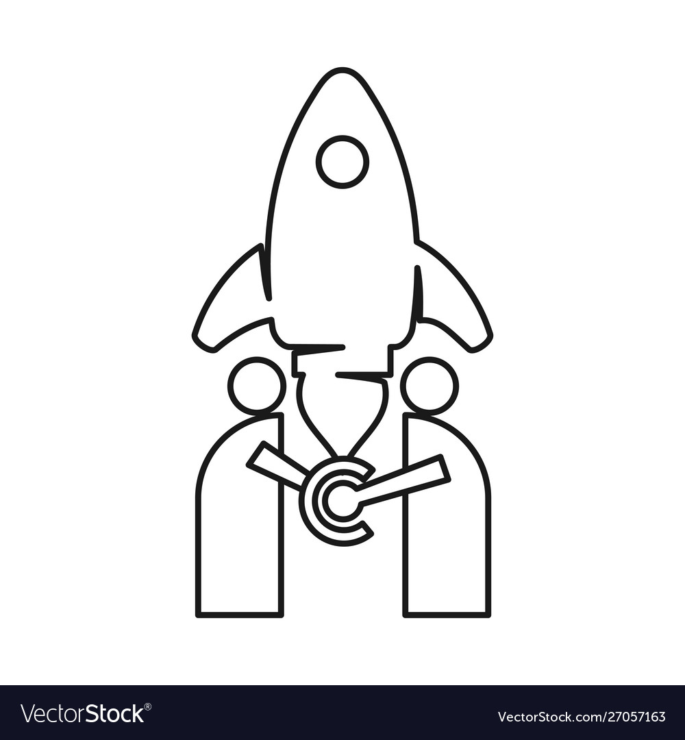 Rocket commitment teamwork together outline logo Vector Image