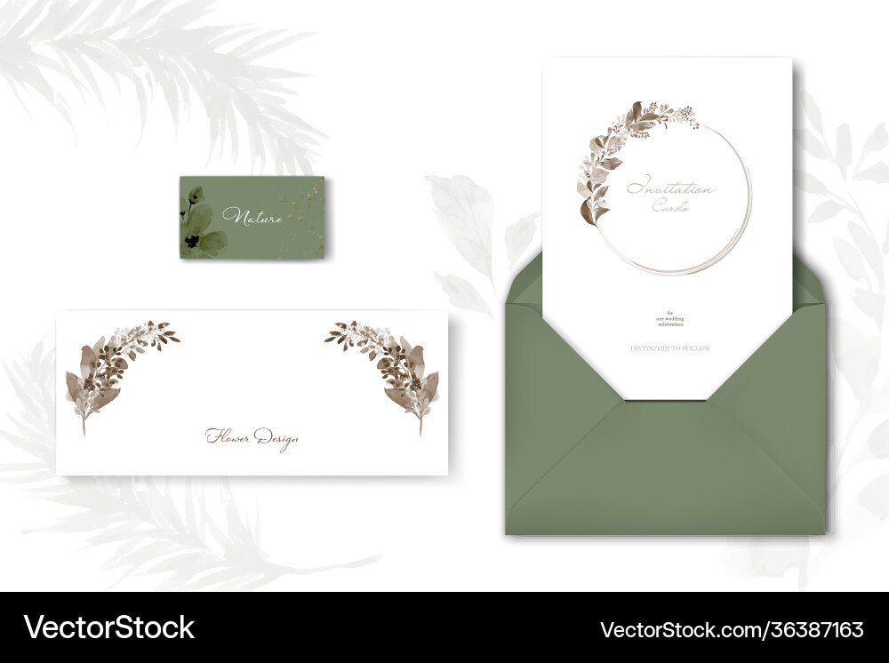 Set classic card template with floral Royalty Free Vector