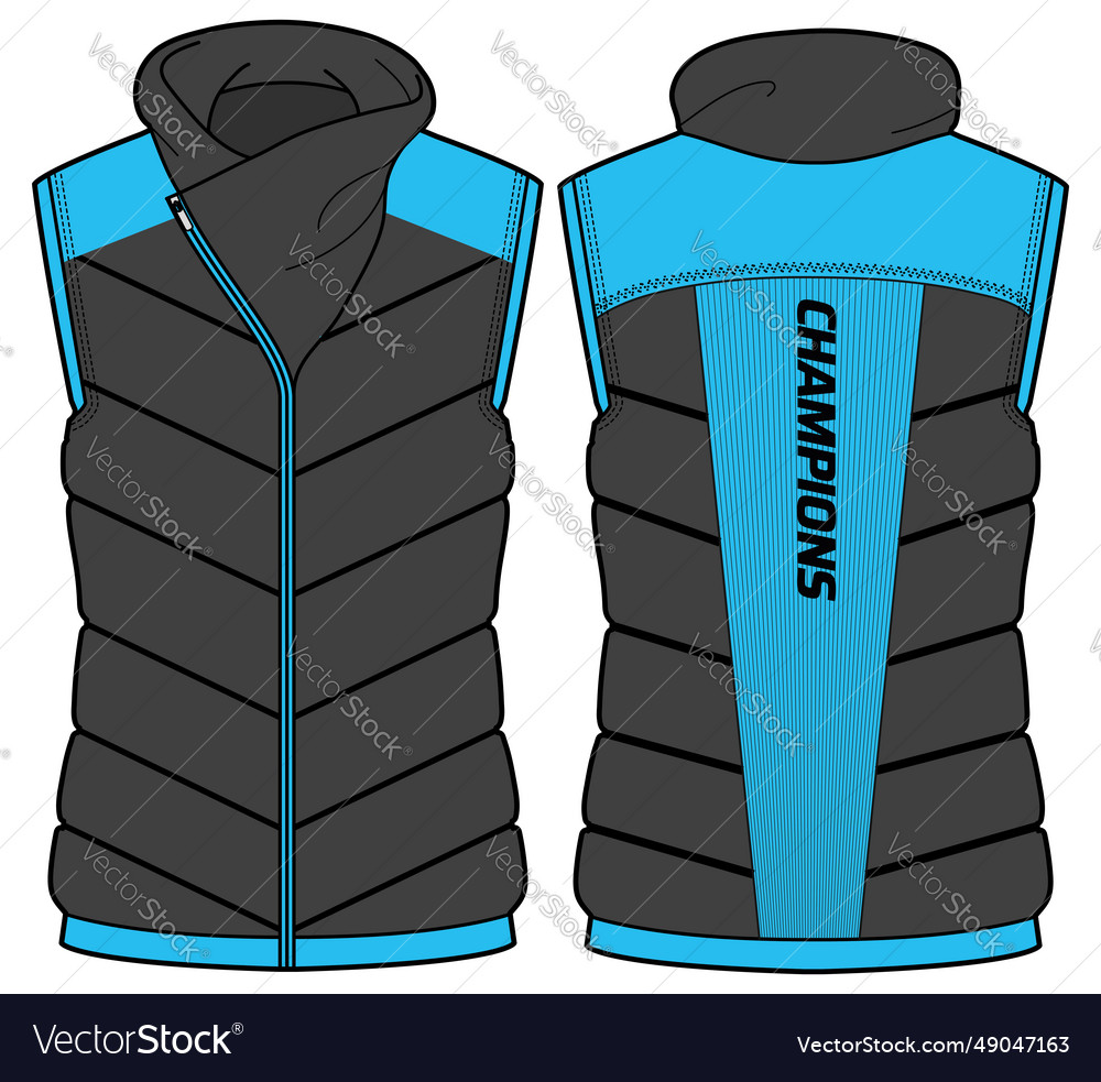 Womens quilted puffer gilet jacket design flat Vector Image