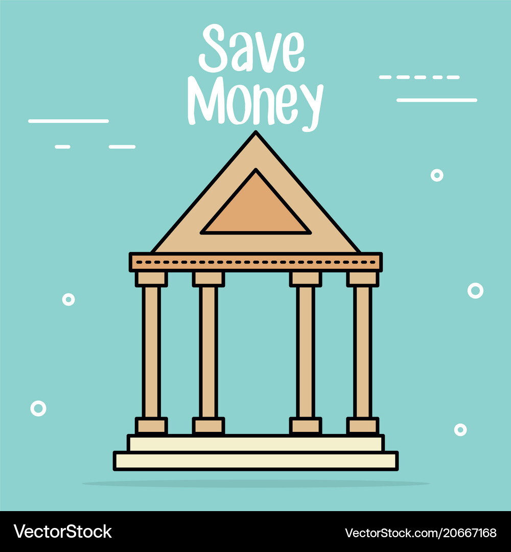 Bank building save money icon Royalty Free Vector Image