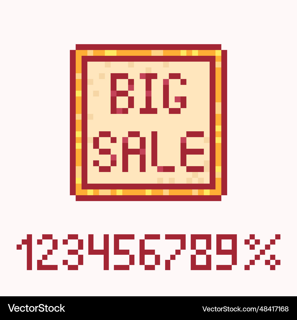 Big sale sign pixel art style icon constructor Vector Image