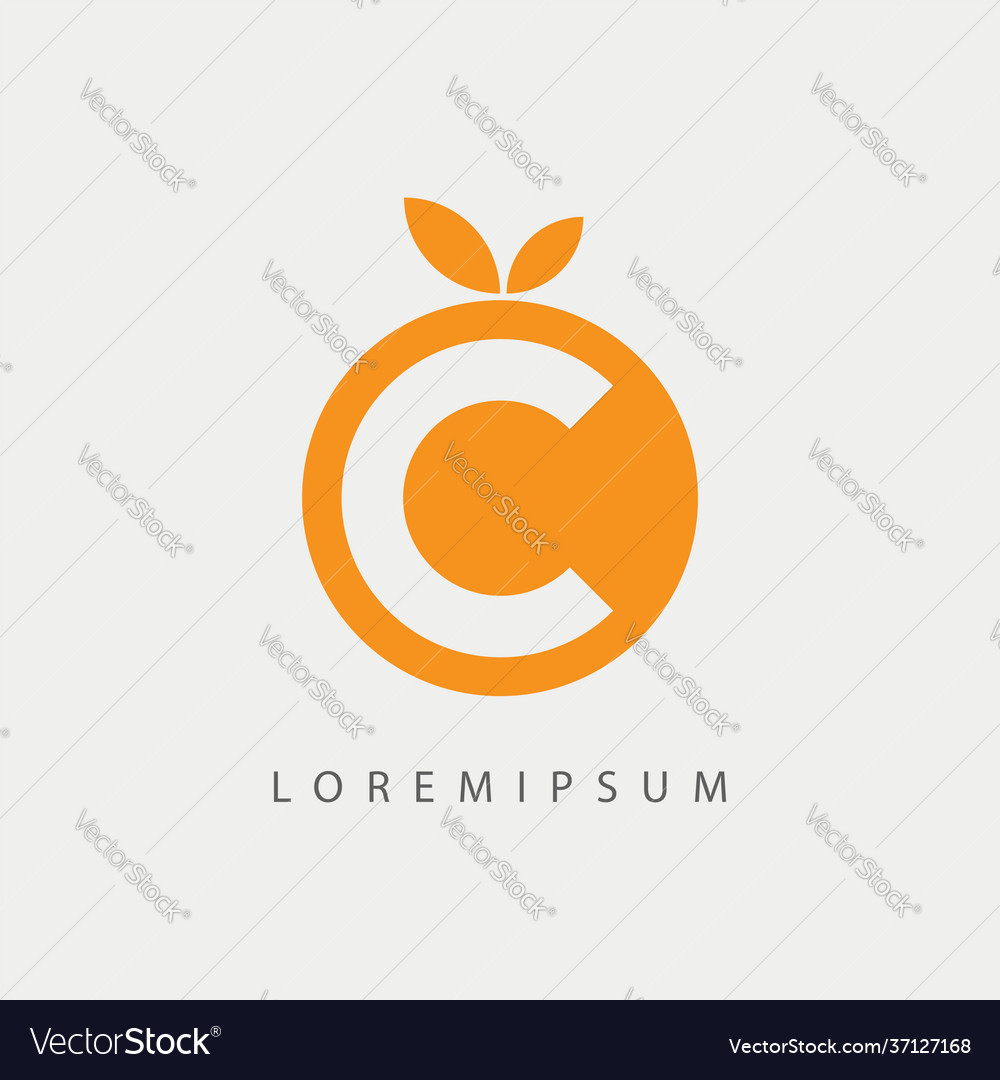 C letter orange fruit logo design template nature Vector Image