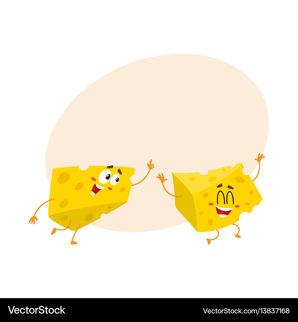 Cute and funny cheese chunk character pointing up Vector Image