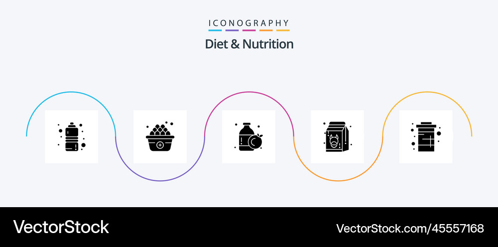 Diet and nutrition glyph 5 icon pack including Vector Image