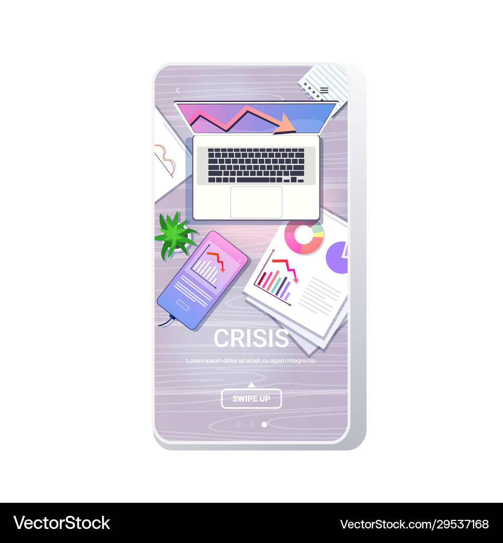 Downward charts graphs diagrams economic arrow Vector Image