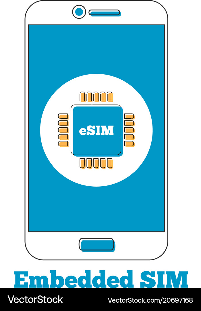 Esim card chip sign on smartphone screen Vector Image