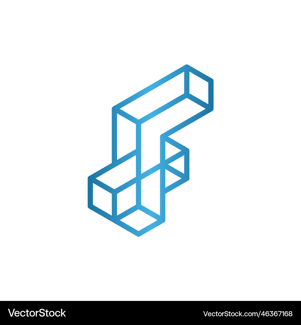 Letter f block monogram line geometric logo Vector Image