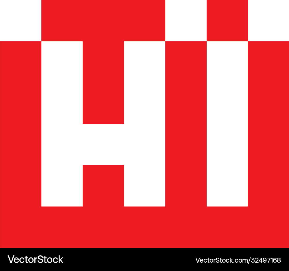 Letter hi symbol simple geometric negative space Vector Image