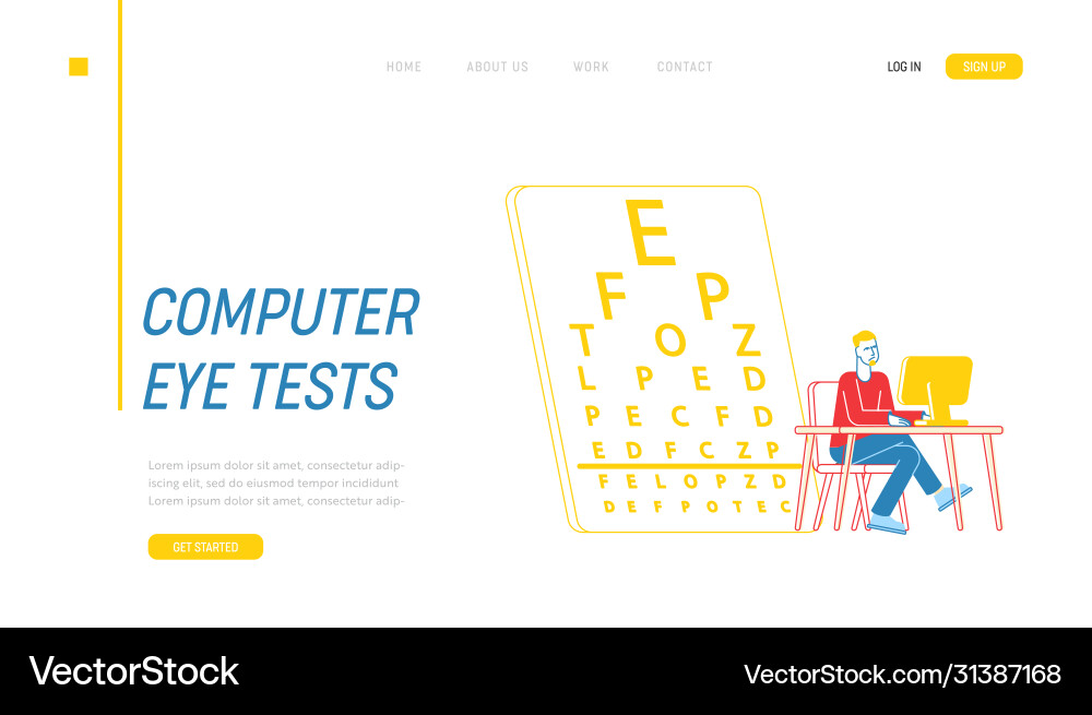 Myopia and eyes disease landing page template Vector Image