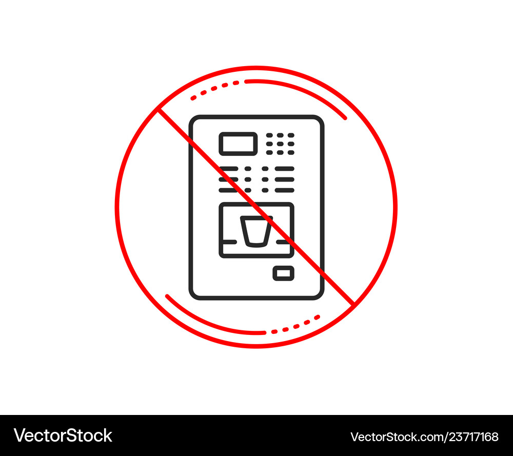 No or stop sign coffee vending machine line icon Vector Image