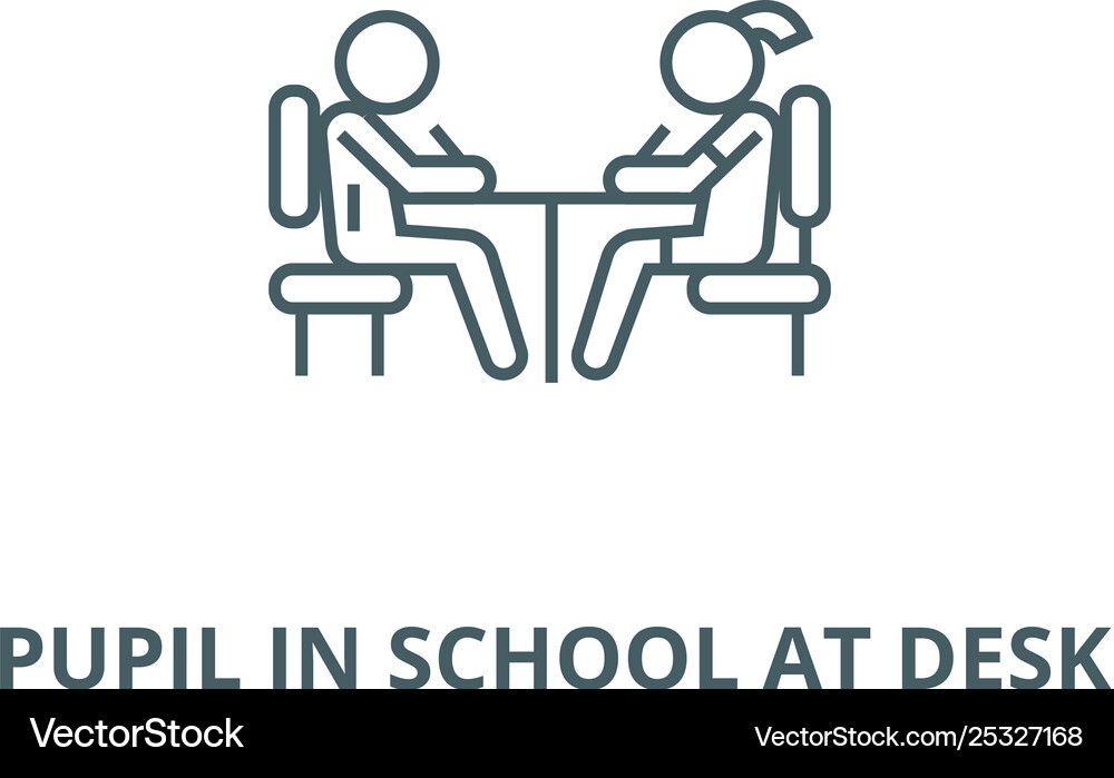 Pupil in school at desk line icon linear Vector Image
