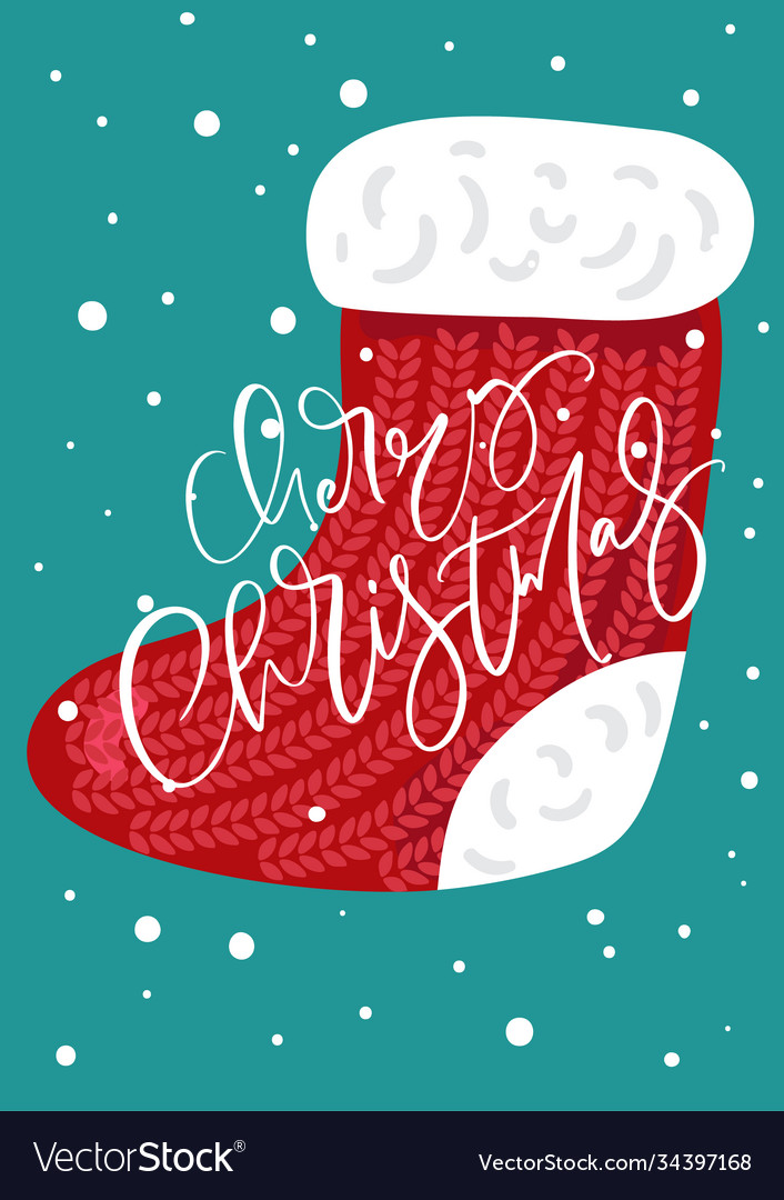 Santa christmas sock with calligraphic Royalty Free Vector