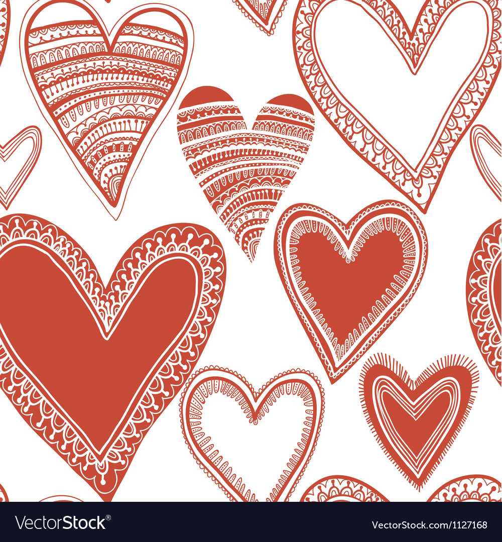 Seamless red heart pattern Royalty Free Vector Image
