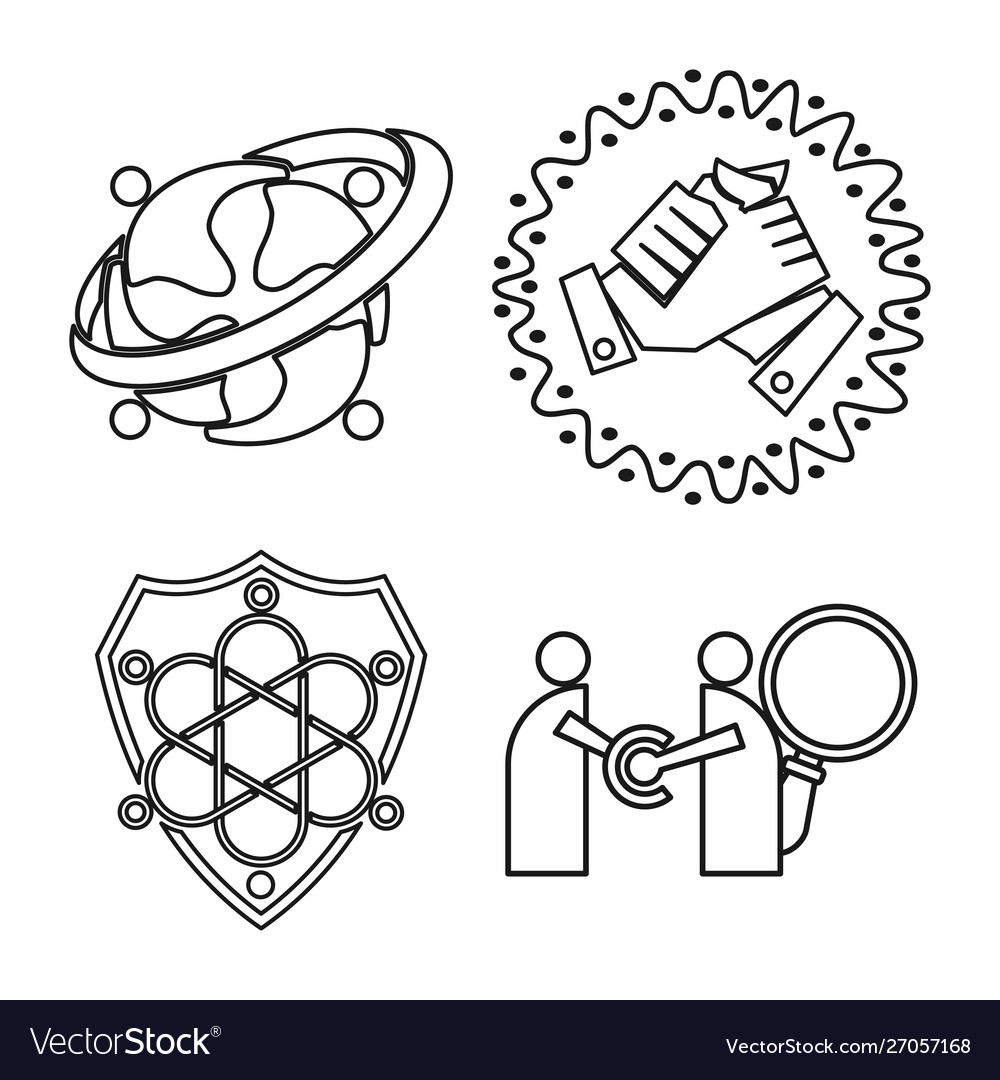 Shield magnify commitment teamwork together Vector Image