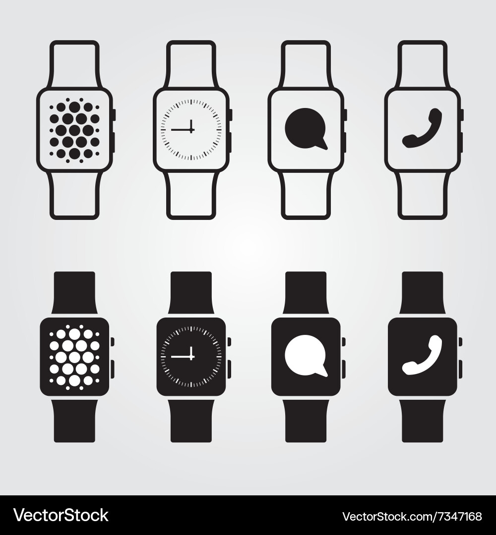 Smart watch icons Royalty Free Vector Image - VectorStock