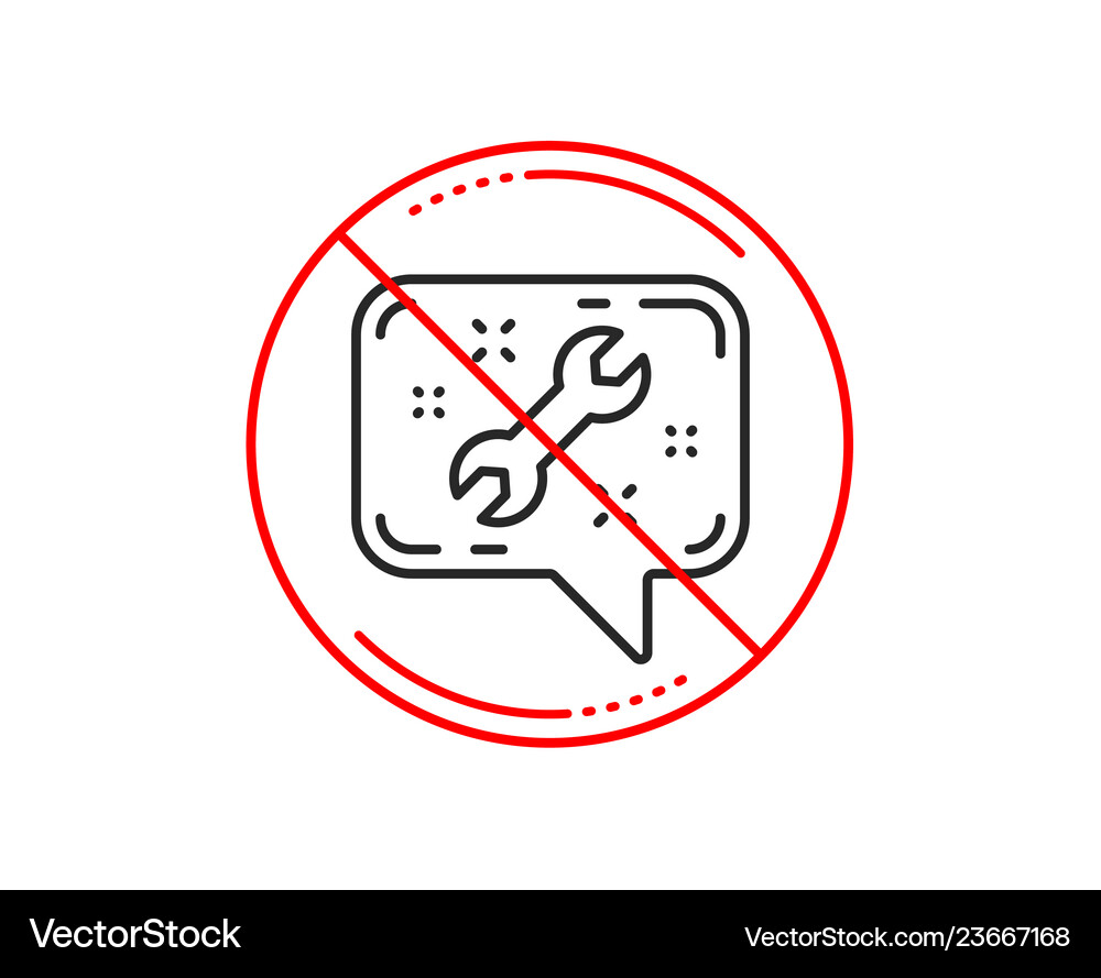 Spanner tool line icon repair service chat sign Vector Image