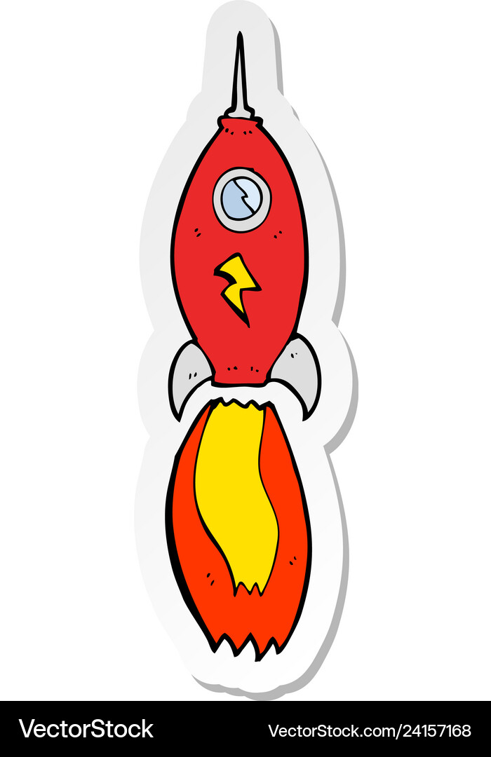 Sticker of a cartoon rocket Royalty Free Vector Image