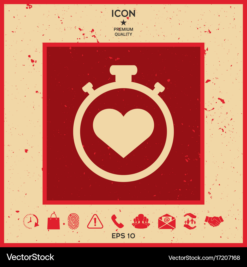 Stopwatch with heart symbol - icon heart timer Vector Image