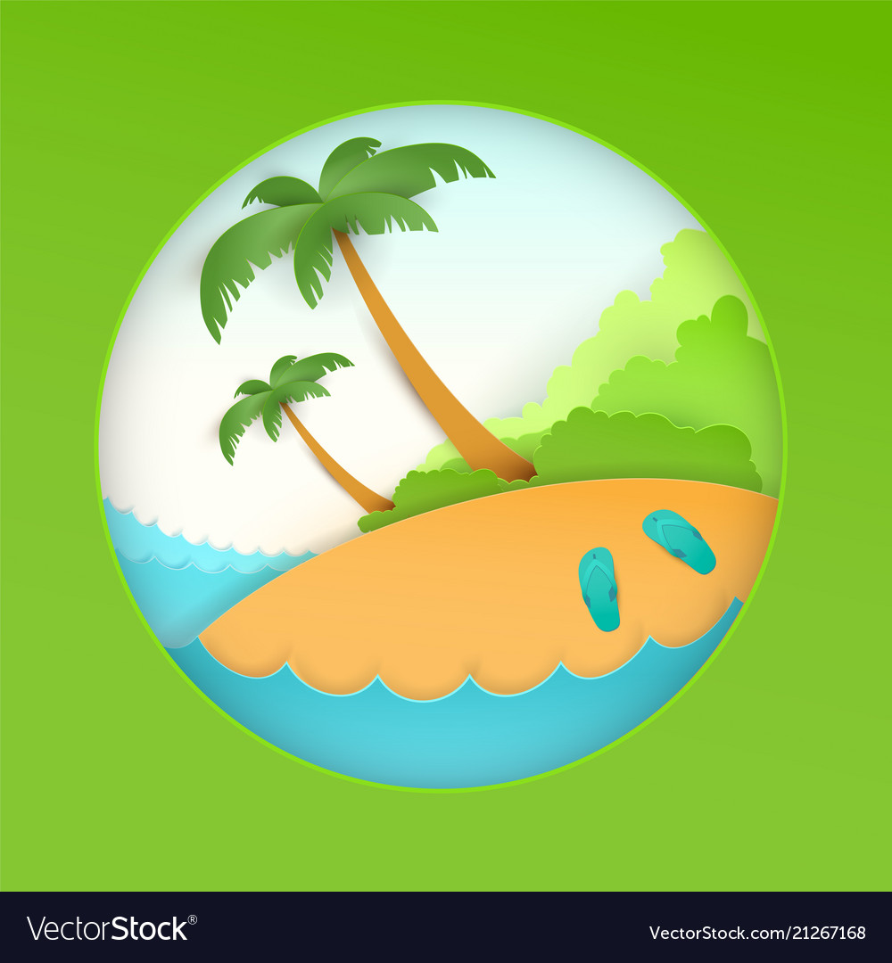 Summer beach holiday vacation sea palm tree Vector Image
