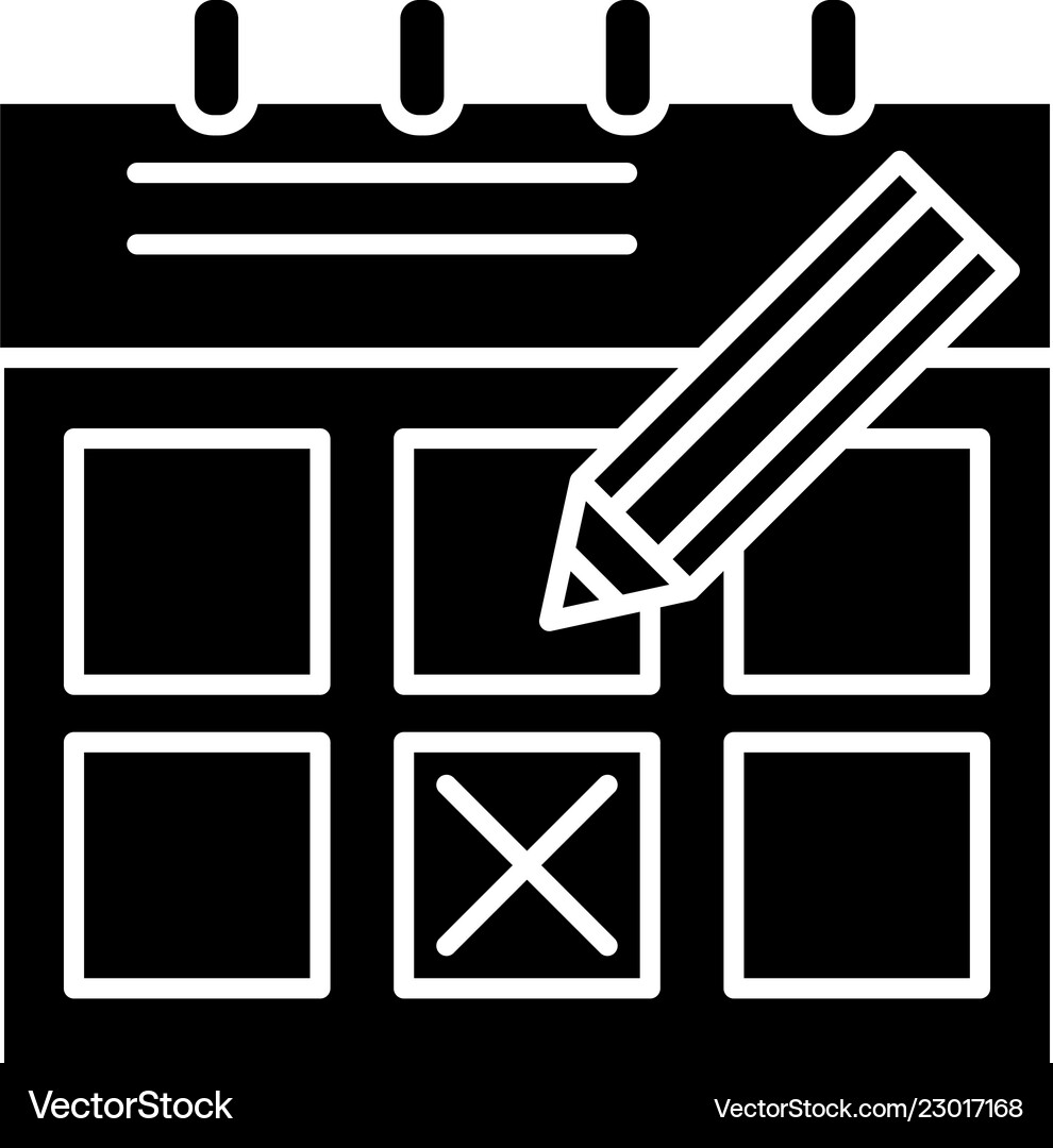 Time planning black icon sign on isolated Vector Image