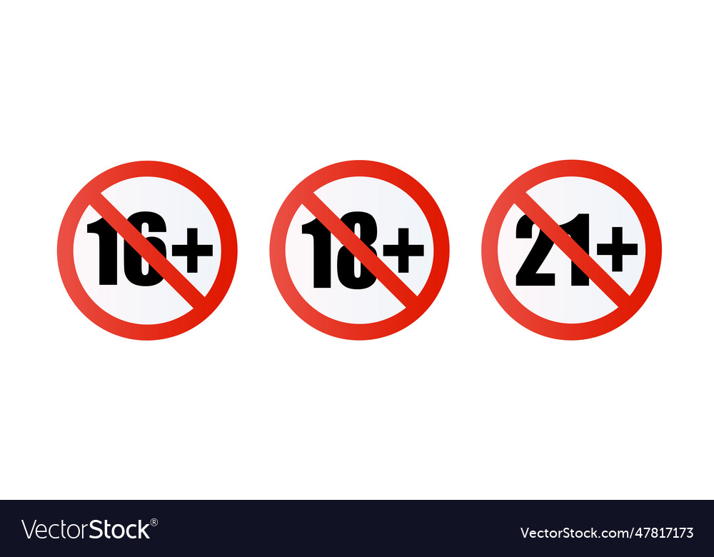 Age limit sign set adults content only Royalty Free Vector Age limit sign set adults content only Royalty Free Vector