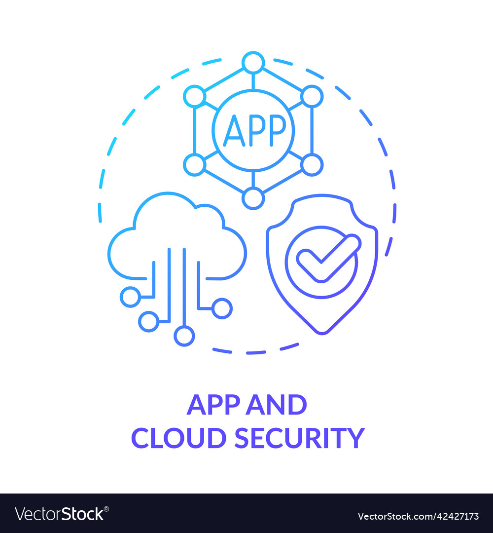 App and cloud security blue gradient concept icon Vector Image