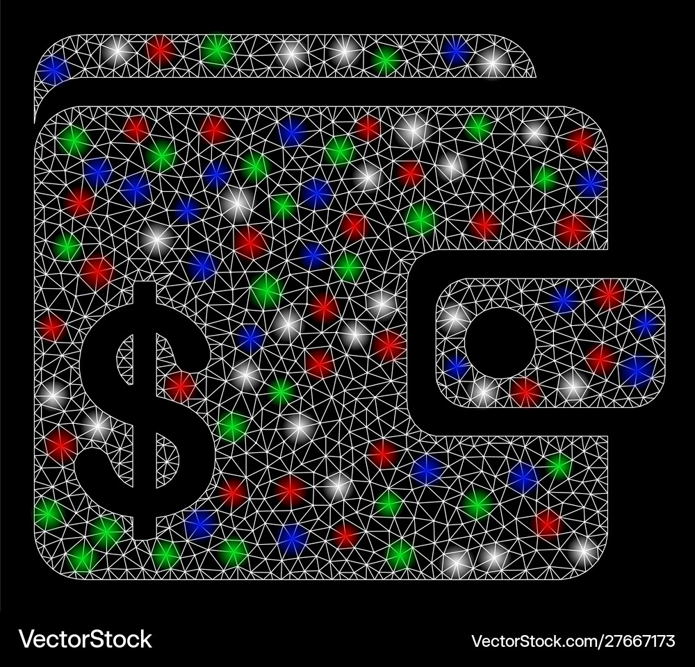 Bright mesh network dollar wallet with light spots
